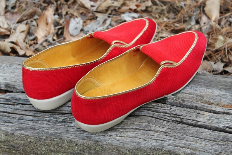 Vintage 1960s Red & Gold Genie Gypsy Slip on Ladies Flats | Etsy