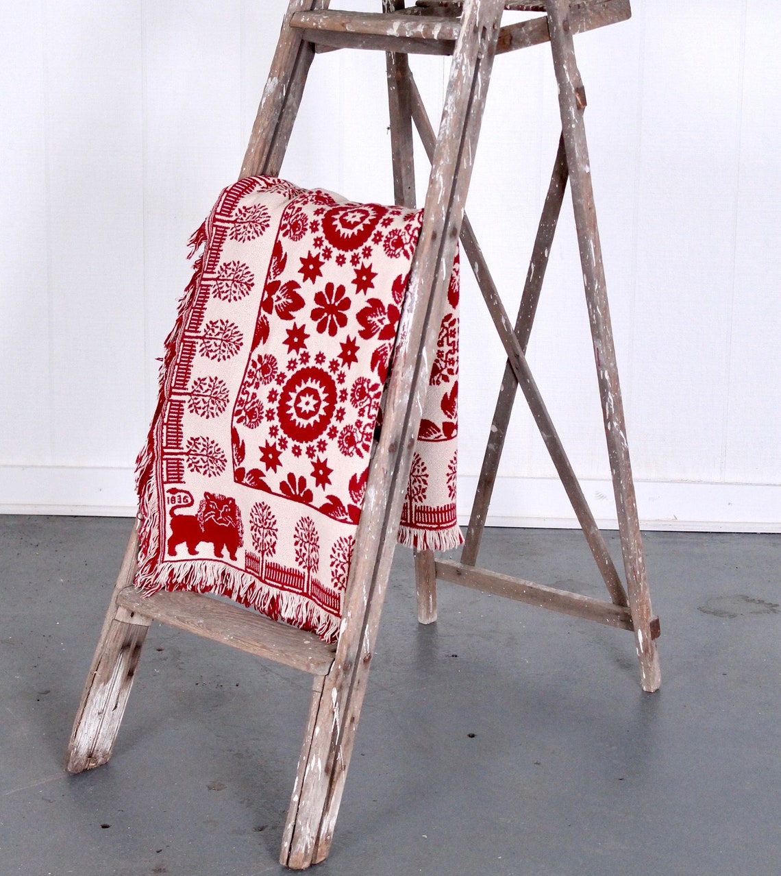 Vintage Primitive 1836 Colonial Era Jacquard Woven Throw - Etsy