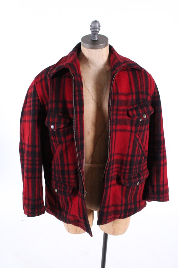 vintage lumberjack 1950s wool chore jacket black + re… - Gem