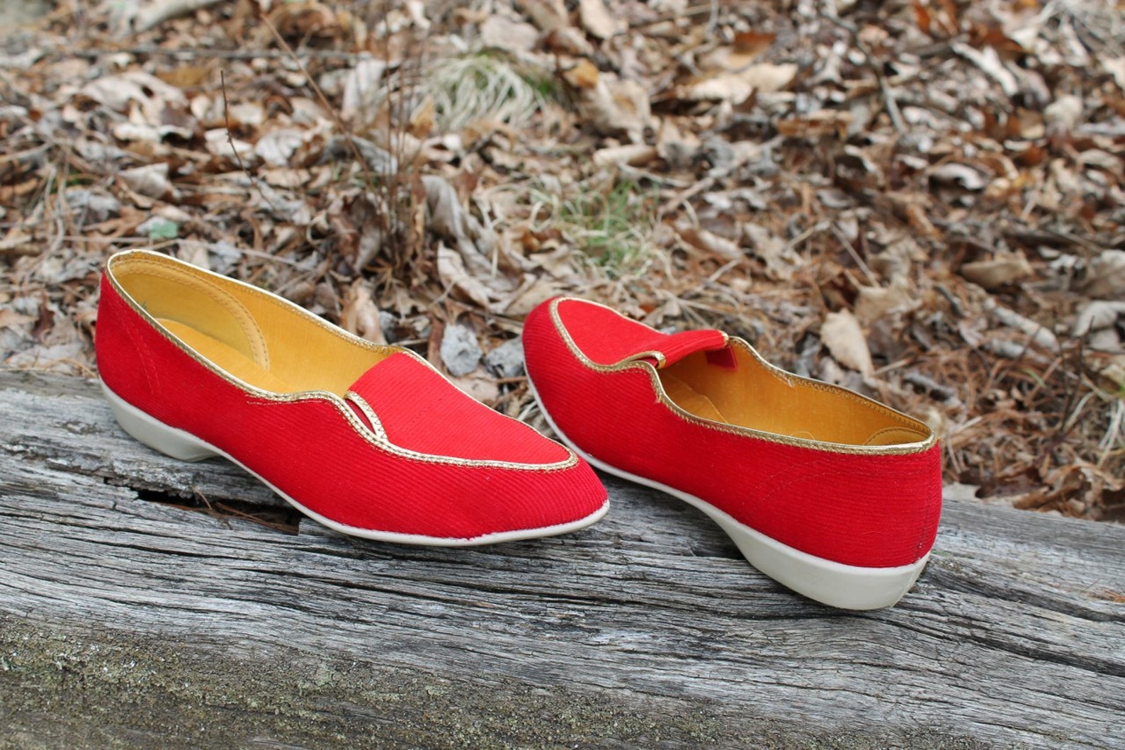 Vintage 1960s Red & Gold Genie Gypsy Slip on Ladies Flats | Etsy