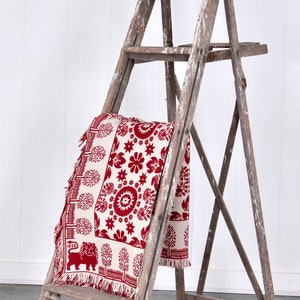 Vintage Primitive 1836 Colonial Era Jacquard Woven Throw Reversible ...