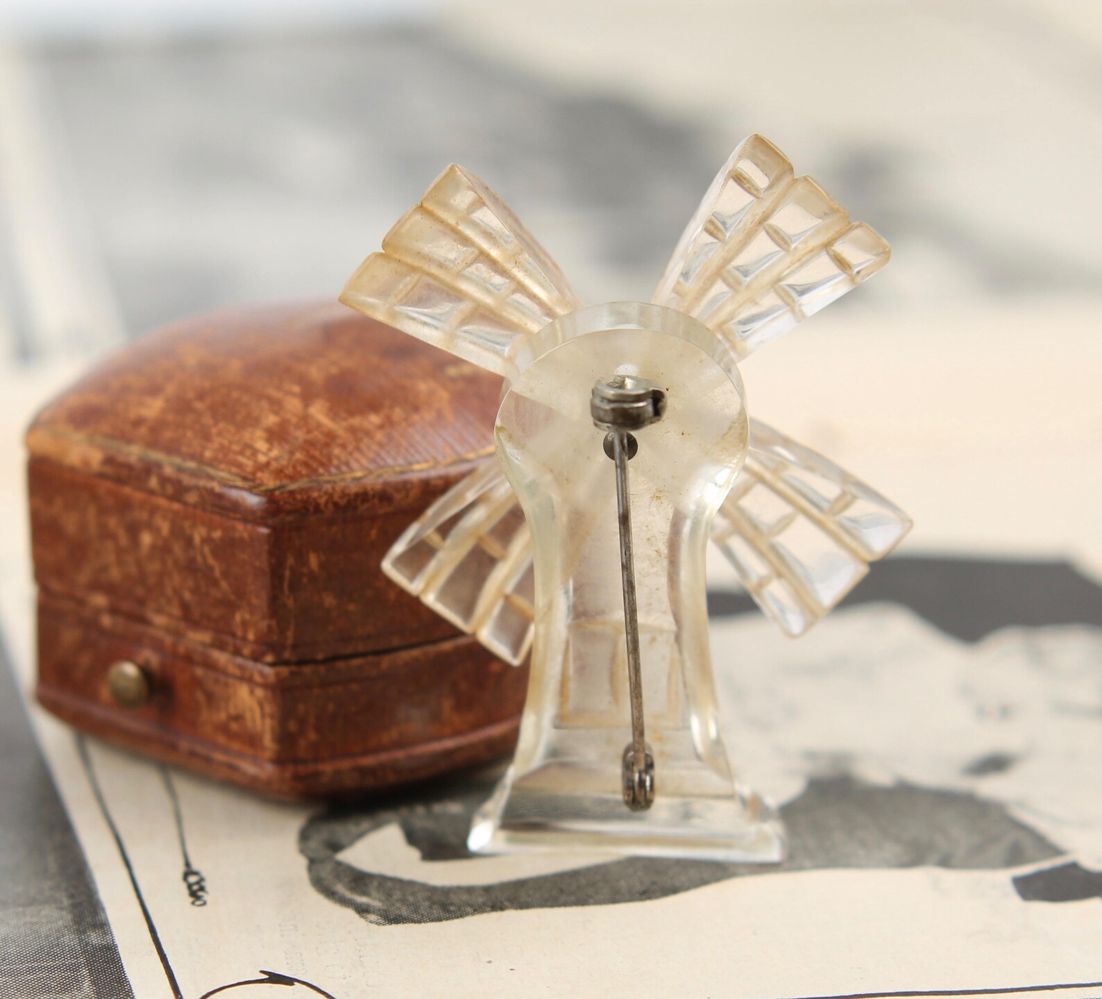 Vintage 1930s Carved Lucite Windmill Pin Mechanical Brooch - Etsy