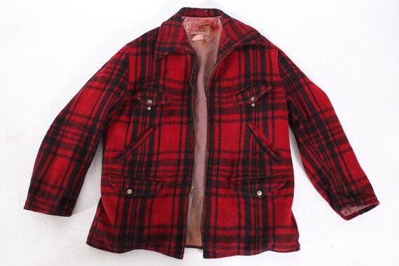 vintage lumberjack 1950s wool chore jacket black + re… - Gem