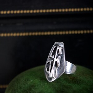 Vintage Silver Signet Ring LJF Monogram Initial Shield Statement ...