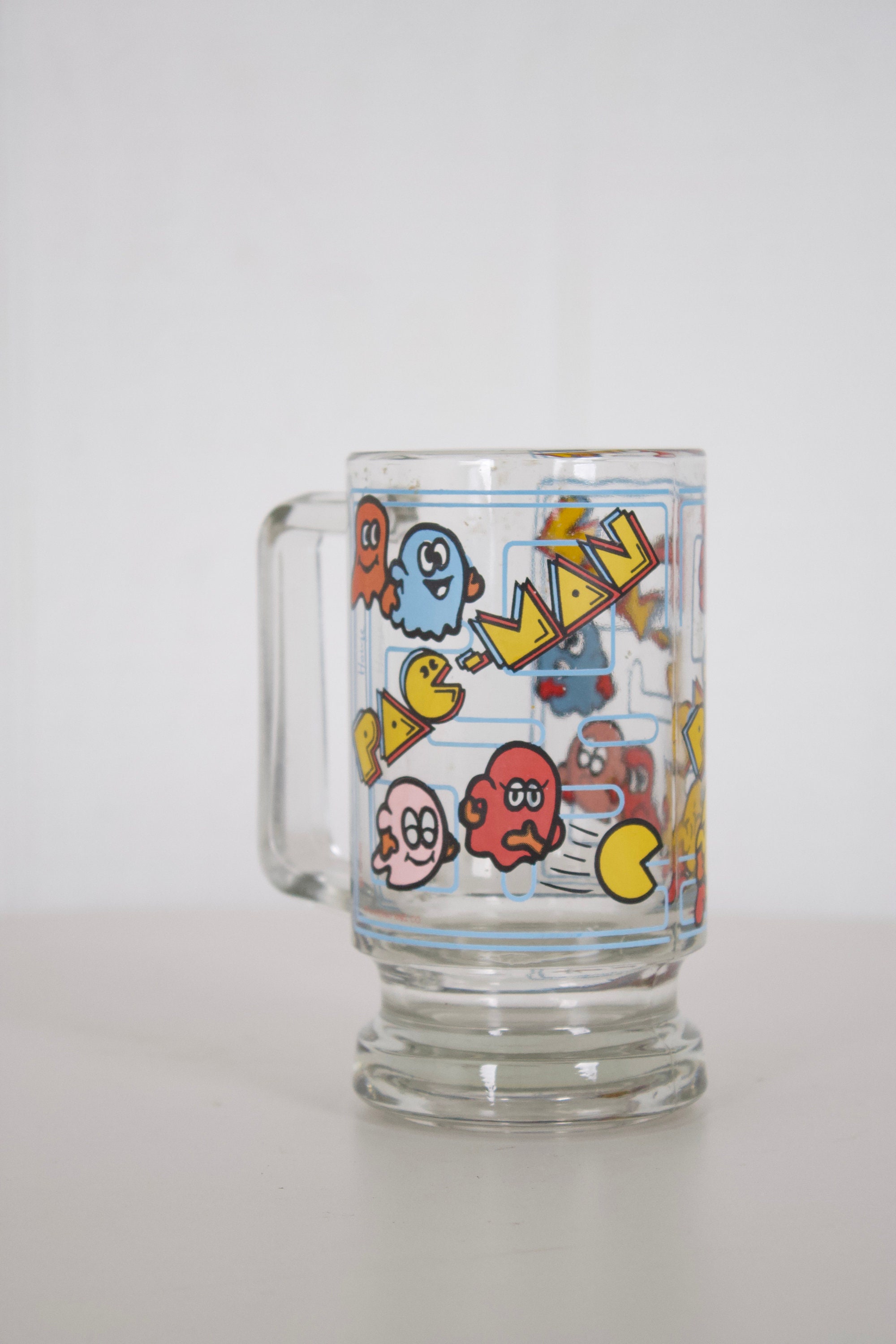 Vintage Pac-man + Snoopy & Woodstock Root Beer 12 Oz Glass 2 Piece Mug ...