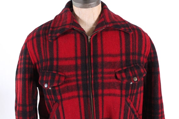 vintage lumberjack 1950s wool chore jacket black + re… - Gem