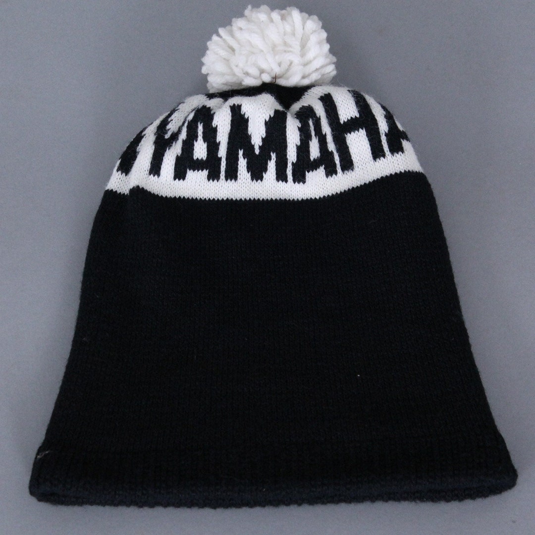 Vintage 1980s YAMAHA Snowmobile Hat Snowboarding Ski Knit Winter Beanie ...
