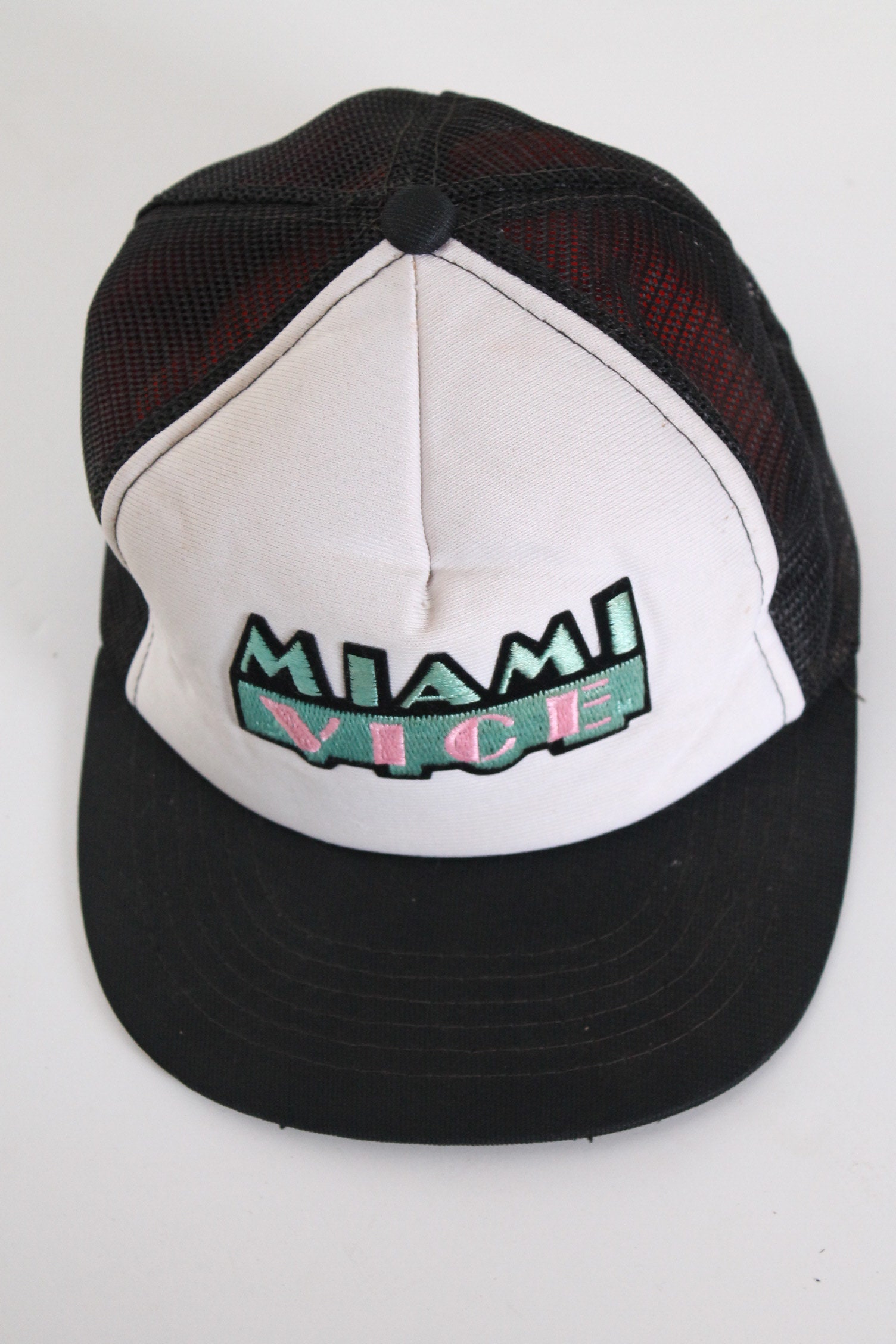VTG 1980s Miami Vice TV Show Original Snapback Hat Pink Aqua Black ...