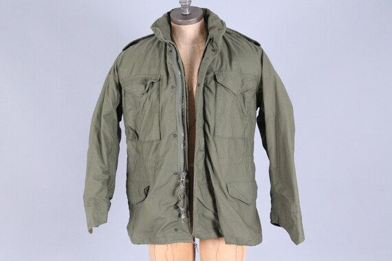 vintage military Army green canvas coat with liner ja… - Gem