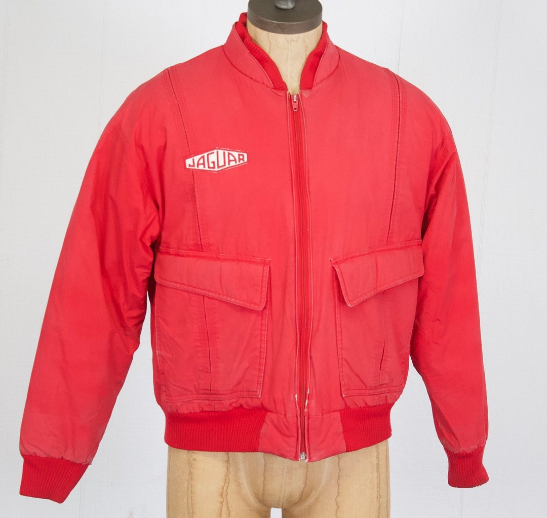 Members Only Bomber Jacket Vintage 1980s Red Race Track Coat Red Jaguar ...