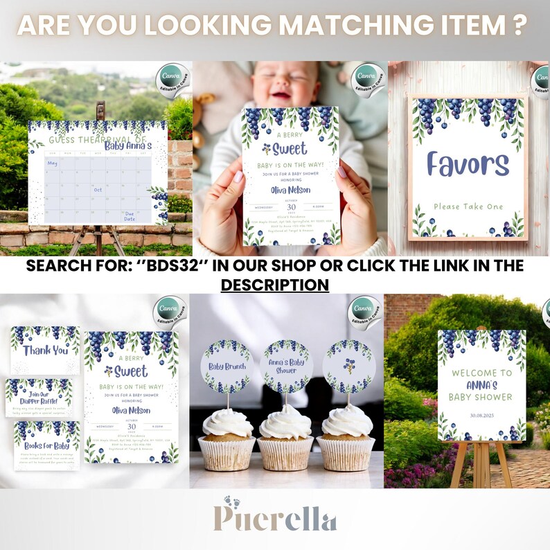 Editable Blueberry Baby Shower Guess Baby's Arrival, Berry Sweet ...