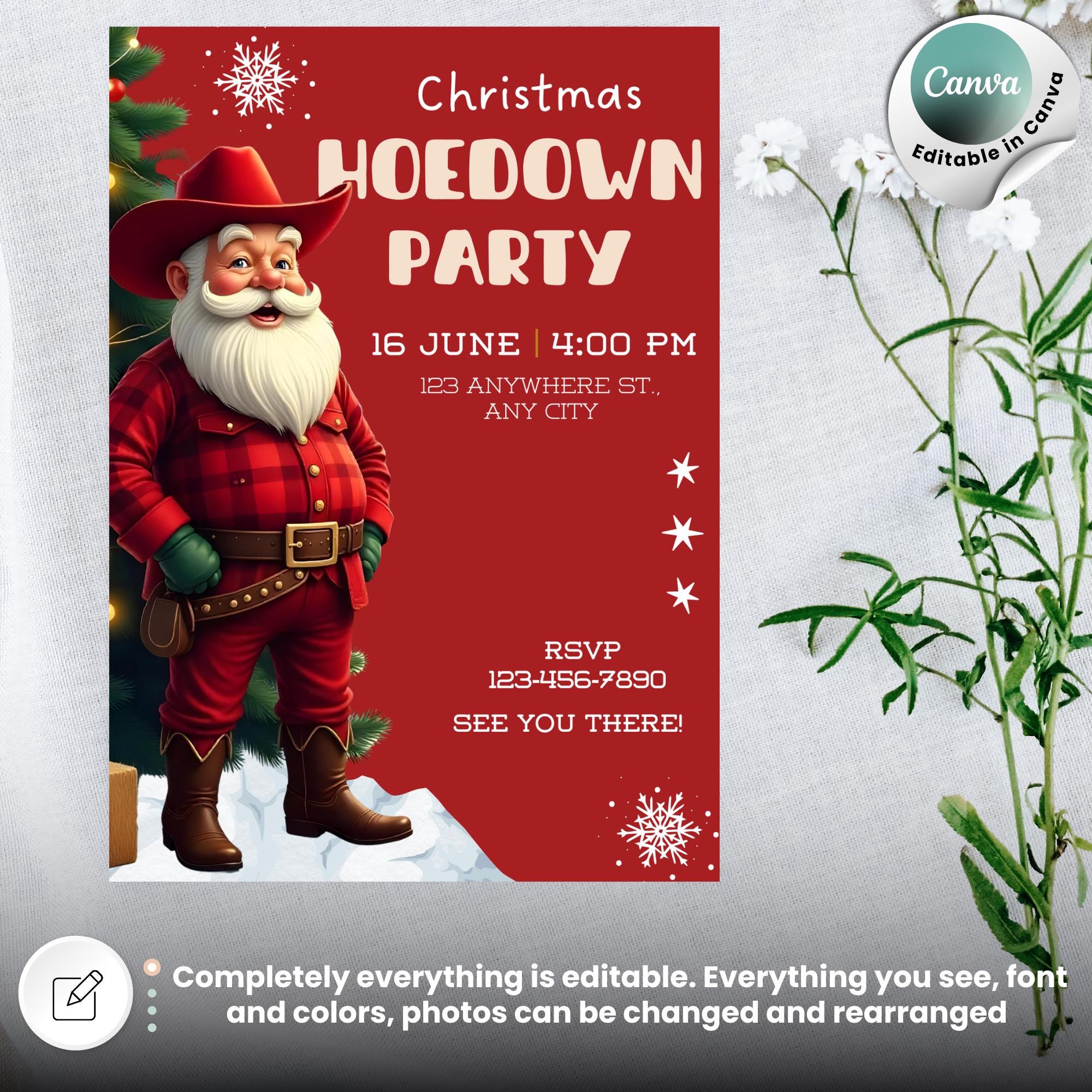 Customizable Hoedown Party Invitation, Rustic Western Party Invite ...