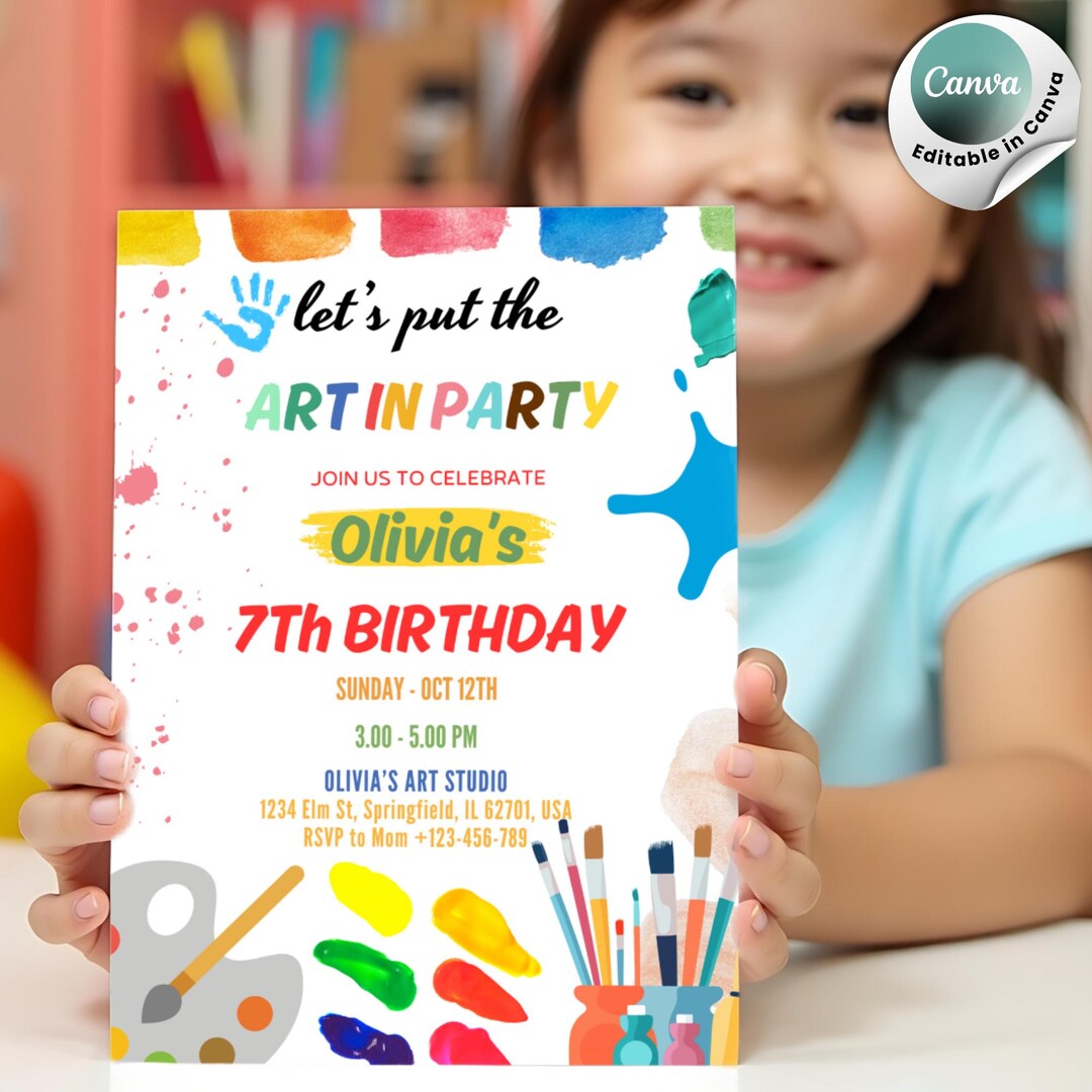 Editable Painting Art Birthday Invitation• Art Party Birthday Invite ...
