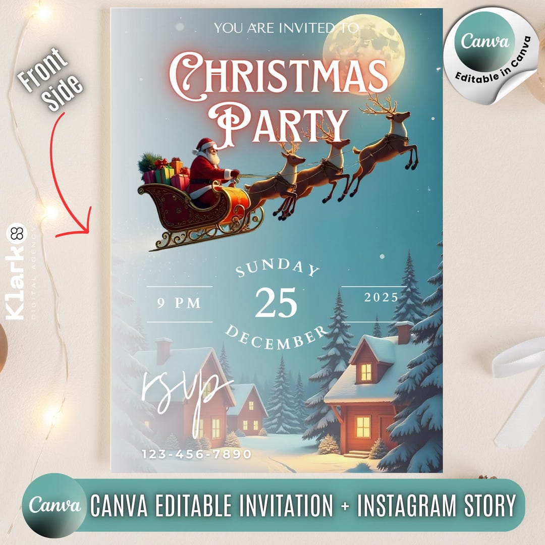 Editable Christmas Party Invitation, Christmas Invitation, Christmas ...