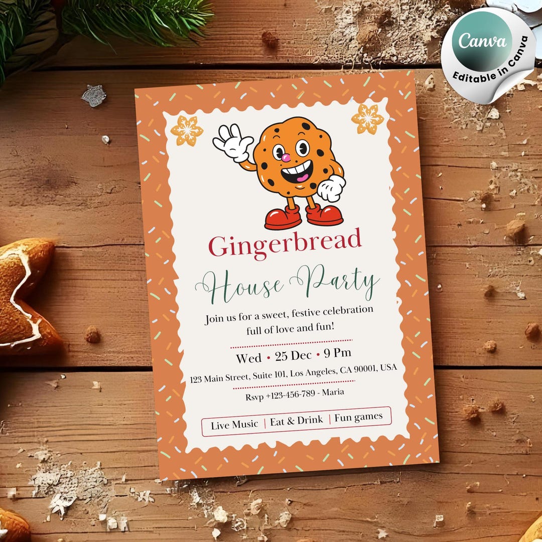 Gingerbread House Party Invitation • Editable Christmas Cookie Party ...