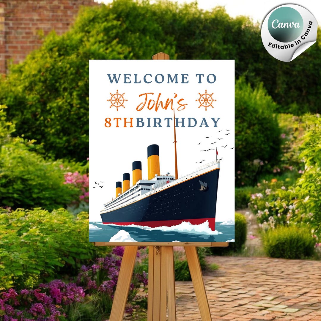 Titanic Party Welcome Sign, Personalised Titanic Party Decorations ...
