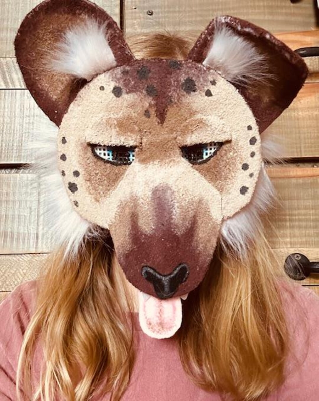 Handmade Upcycled Spotted Hyena Mask - Etsy