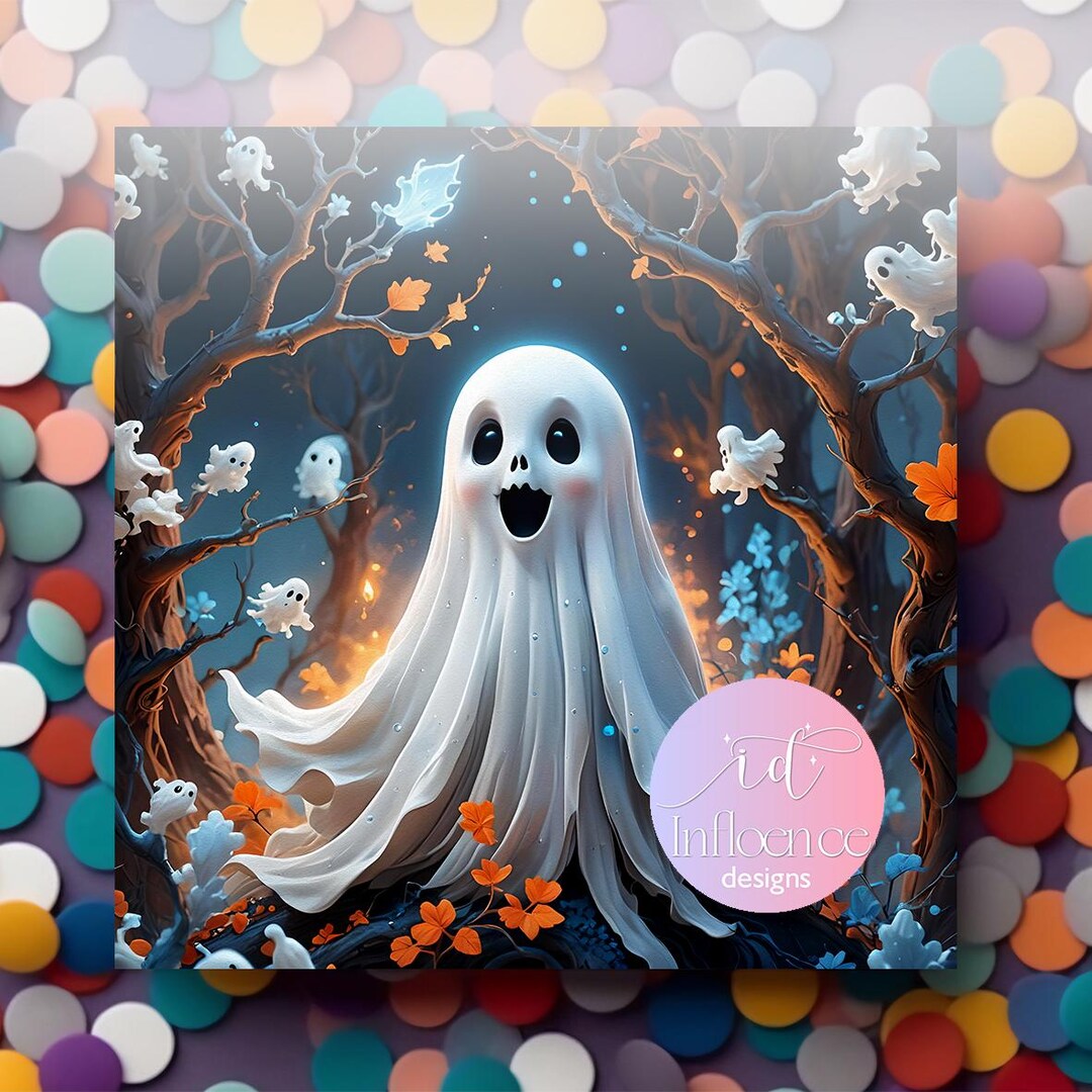Cute Boo Ghost Halloween Printable Art - Digital Oil Painting Decor ...