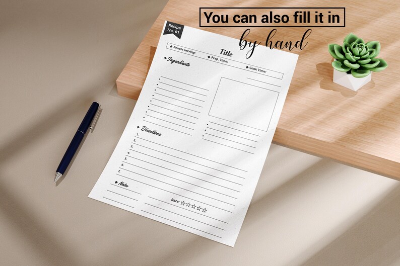 A4 Simple Recipe Card Template | Editable in Canva Ready to Print Home ...