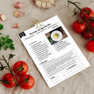 A4 Simple Recipe Card Template | Editable in Canva Ready to Print Home ...