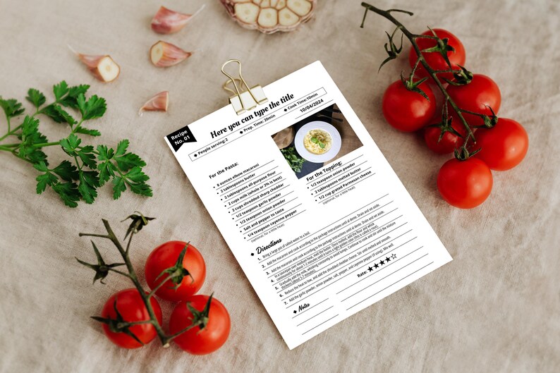 A4 Simple Recipe Card Template | Editable in Canva Ready to Print Home ...