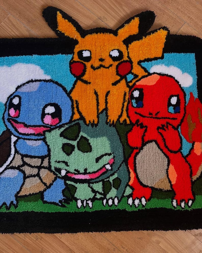 Anime Rug | Tufted Nostalgia Rug | Kawaii Creatures on Retro Screen ...