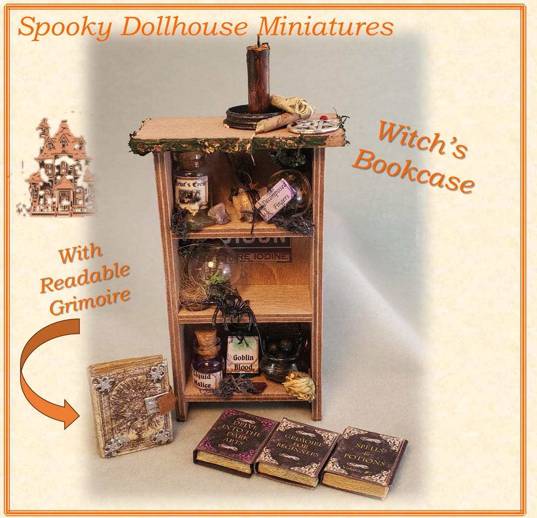 Miniature Witch Bookcase With Readable Grimoire #1 - Etsy