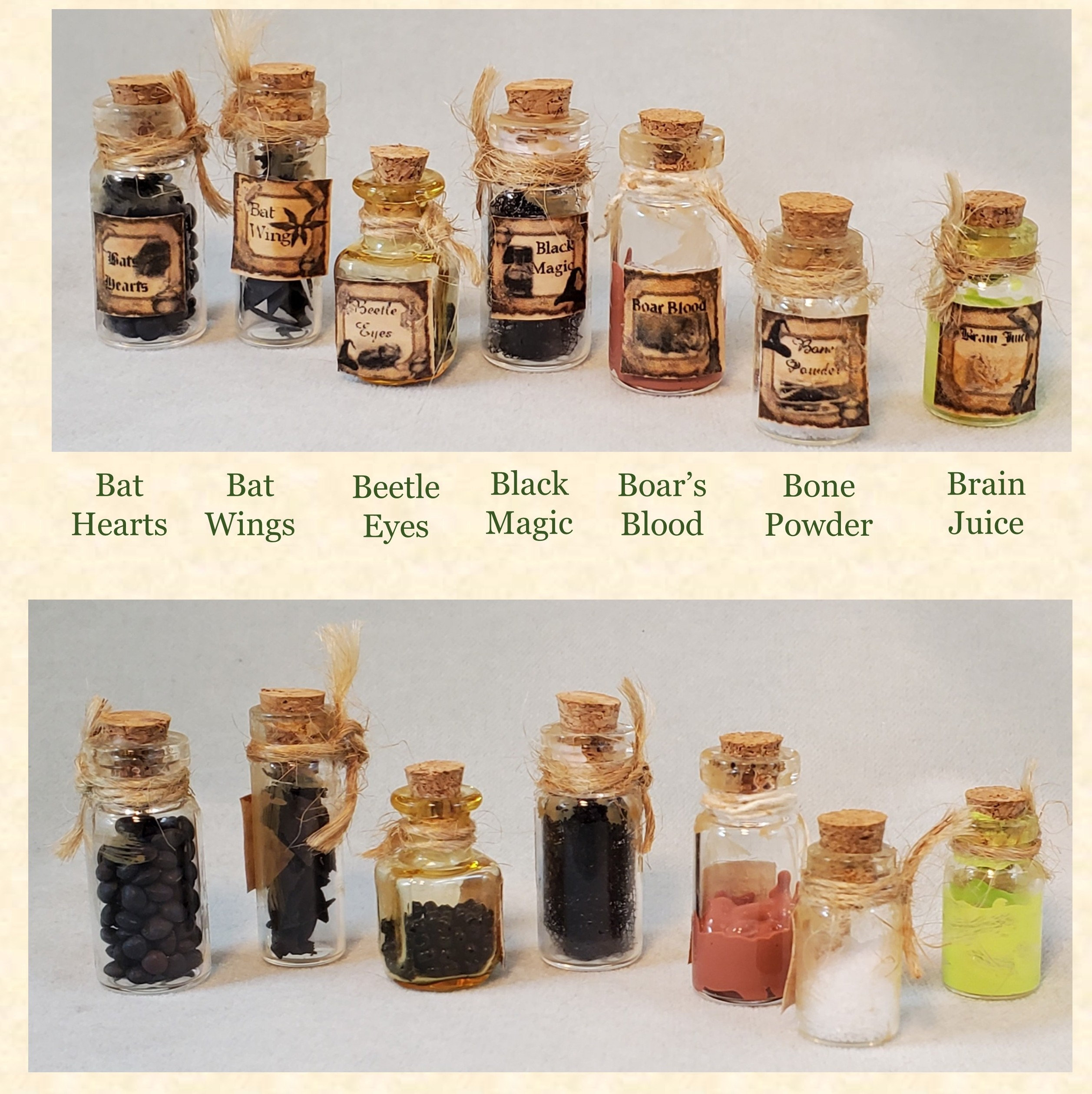 Miniature Filled Glass Apothecary Vials for Witch or Magical Potions 70 Different Types - Etsy