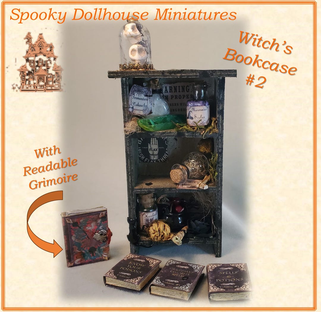 Miniature Witch Bookcase With Readable Grimoire #2 - Etsy