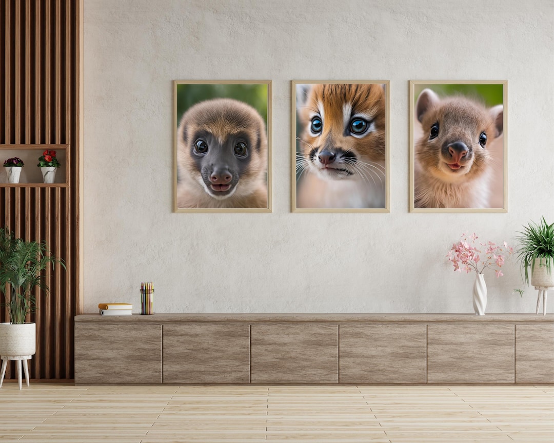 Cute Animal Face Posters, Printable Wall Art, Digital Download, Gift ...