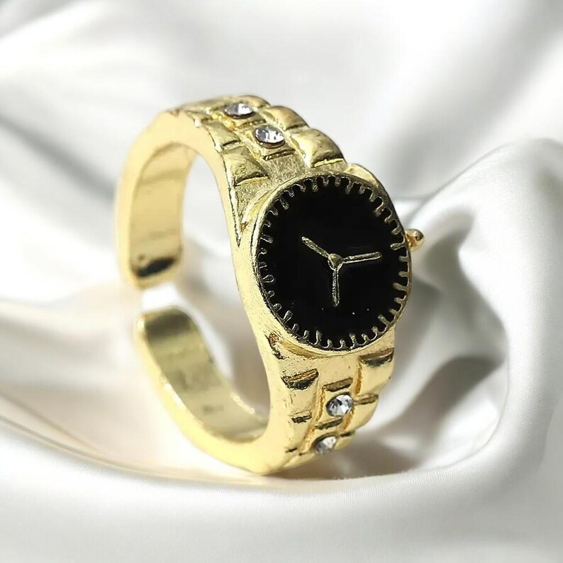 Vintage Punk Clock Shaped Ring, Adjustable Ring for Men and Women ...
