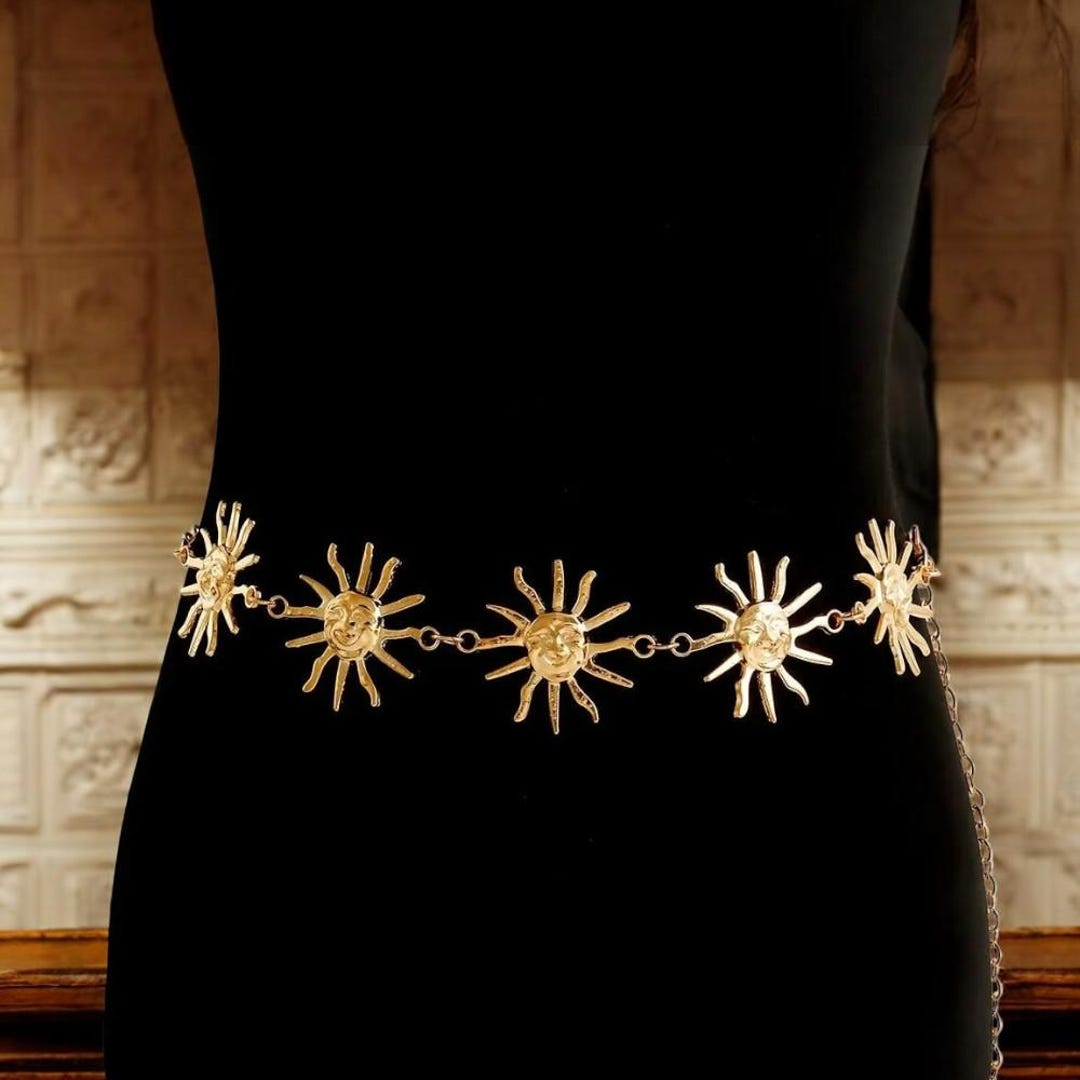 Retro Sun & Moon Waist Chain - Bohemian Metal Body Chain Jewelry for ...
