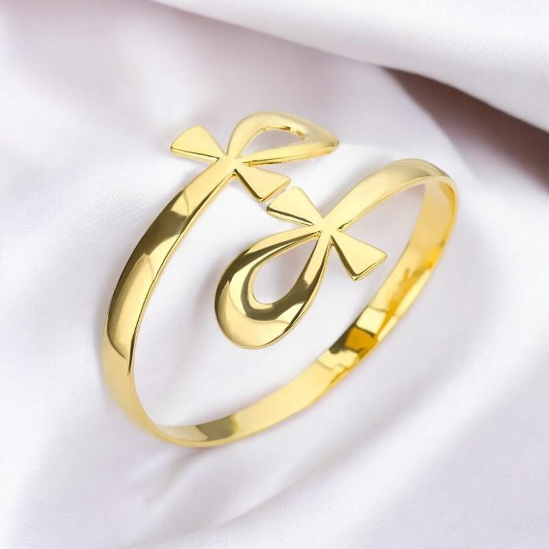 Egyptian Double Circle Ankh Cross Bracelet for Women Men - Vintage ...