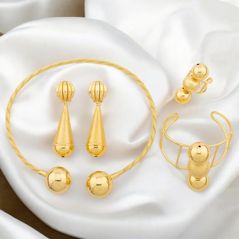 Gold Plated Jewelry Set - Etsy
