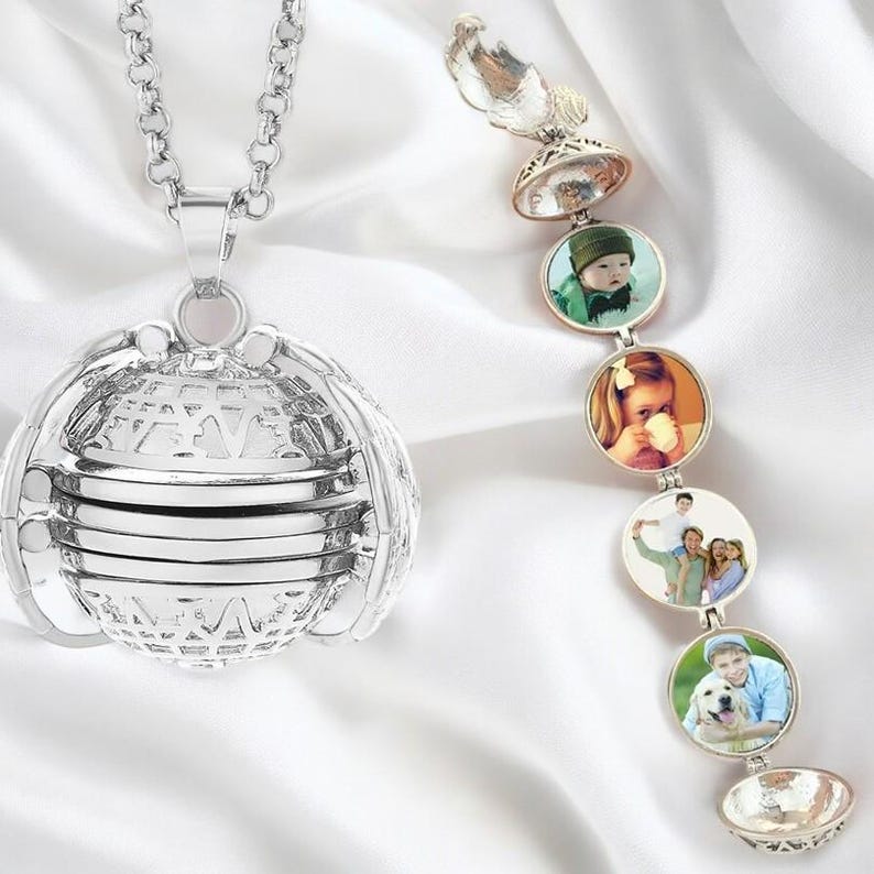 Magic 4 Photo Locket Necklace With Angel Wings – Pendant for Women ...