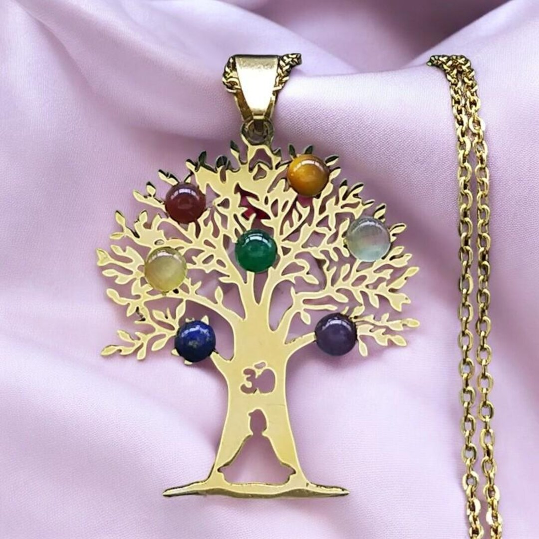 Sacred Geometry 7 Chakra Metatron Tree of Life Necklace Om Mantra ...