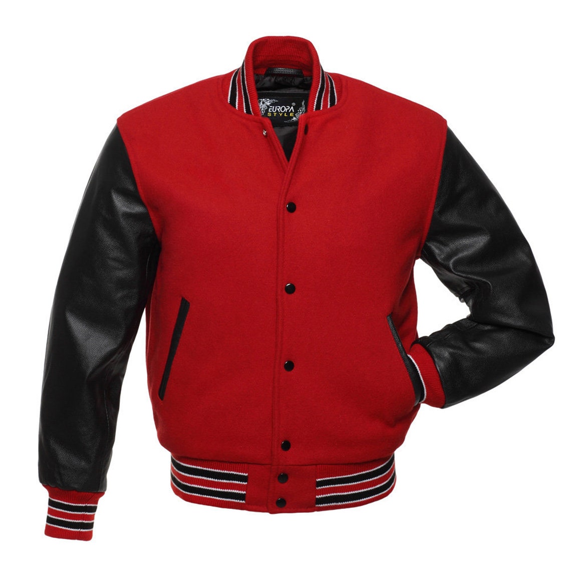 Red Wool Letterman Varsity College Jacket With Black Sleeves - Etsy