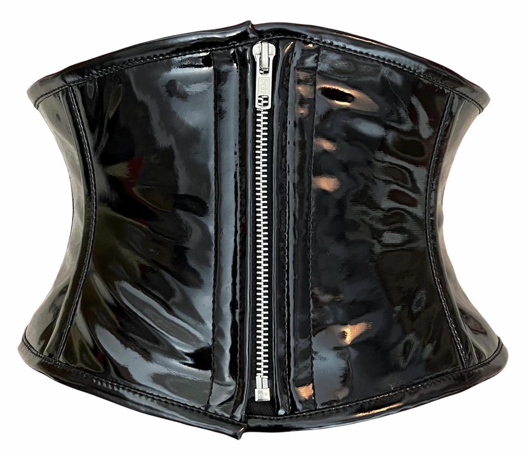 Black PVC Waist Corset With Steel Reinforcement, Handmade Luxury Corset ...