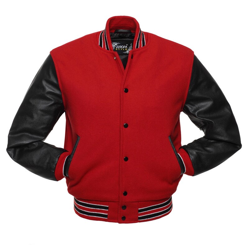 Red Wool Letterman Varsity College Jacket With Black Sleeves - Etsy