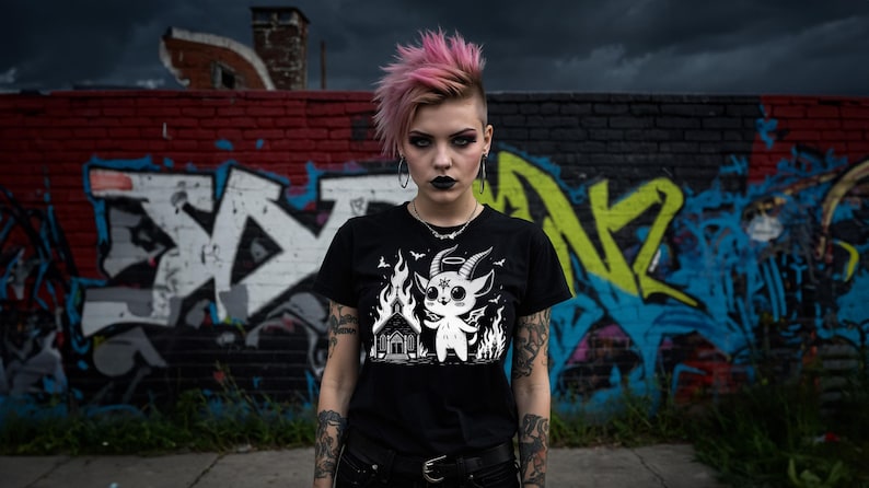 Cute Baphomet T Shirt, Gothic Clothing, Creepy Cute, Goth Fashion ...