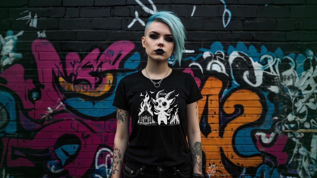 Cute Baphomet T Shirt, Gothic Clothing, Creepy Cute, Goth Fashion ...