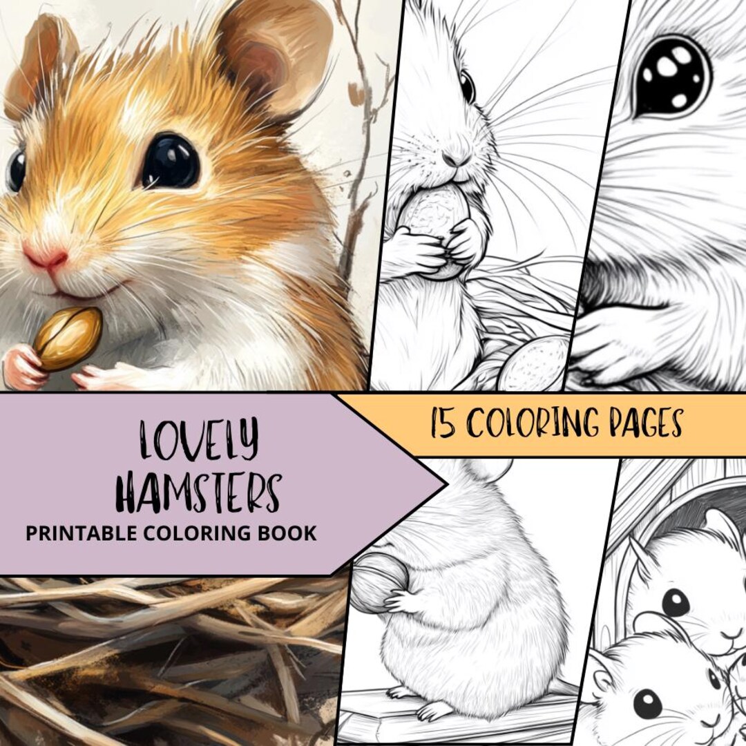 Hamster Coloring Page, Animal Coloring Pages, Printable Digital ...
