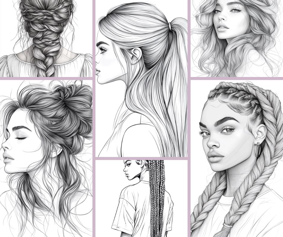 Hairstyle Coloring Pages, Printable Coloring Pages for Adult ...