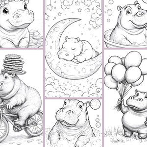 Animals Coloring Pages, Printable Instant Download, Hippopotamus ...