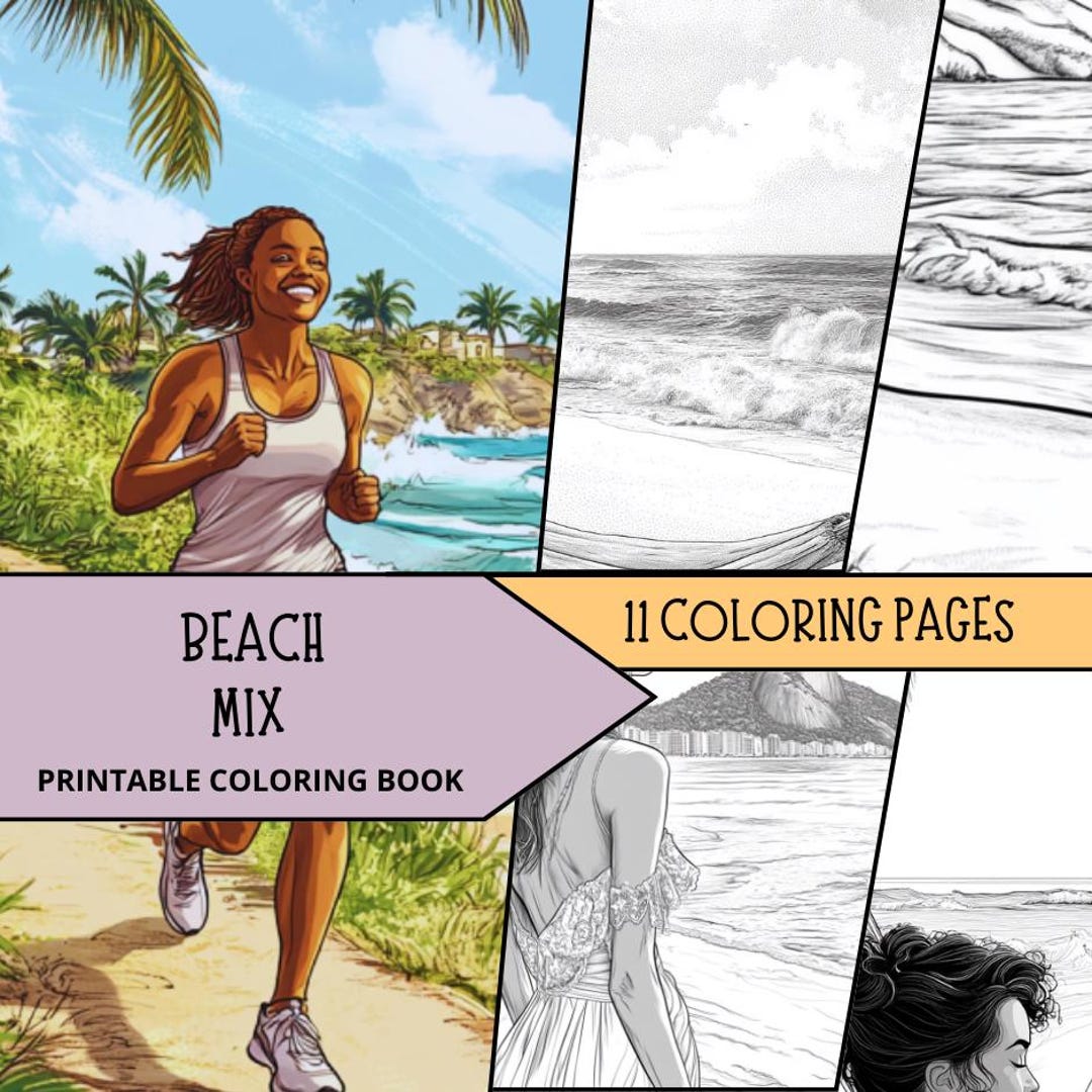 Beach Coloring Pages, Printable Coloring Pages for Adult, Relaxing ...