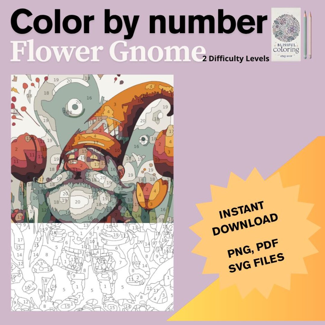 Summer Color by Number, Gnome Coloring, Stress Reduction, Color by ...