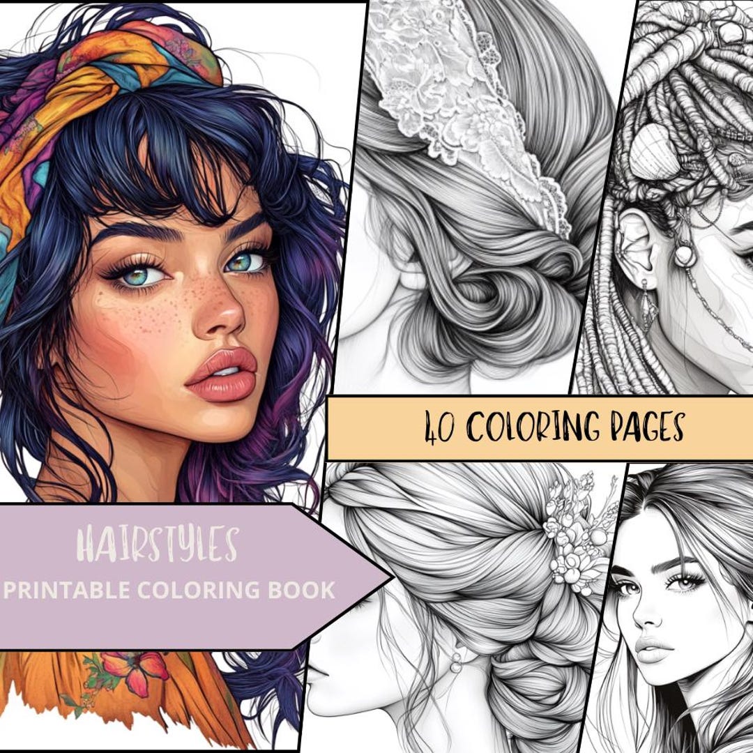 Woman Hairstyles Coloring Pages, 40 Printable Coloring Pages for Adult ...