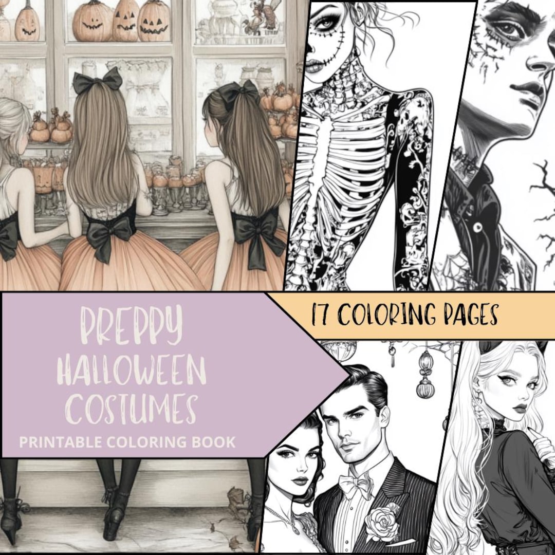 Preppy Halloween Costume, Adult Halloween Coloring Pages, Halloween ...