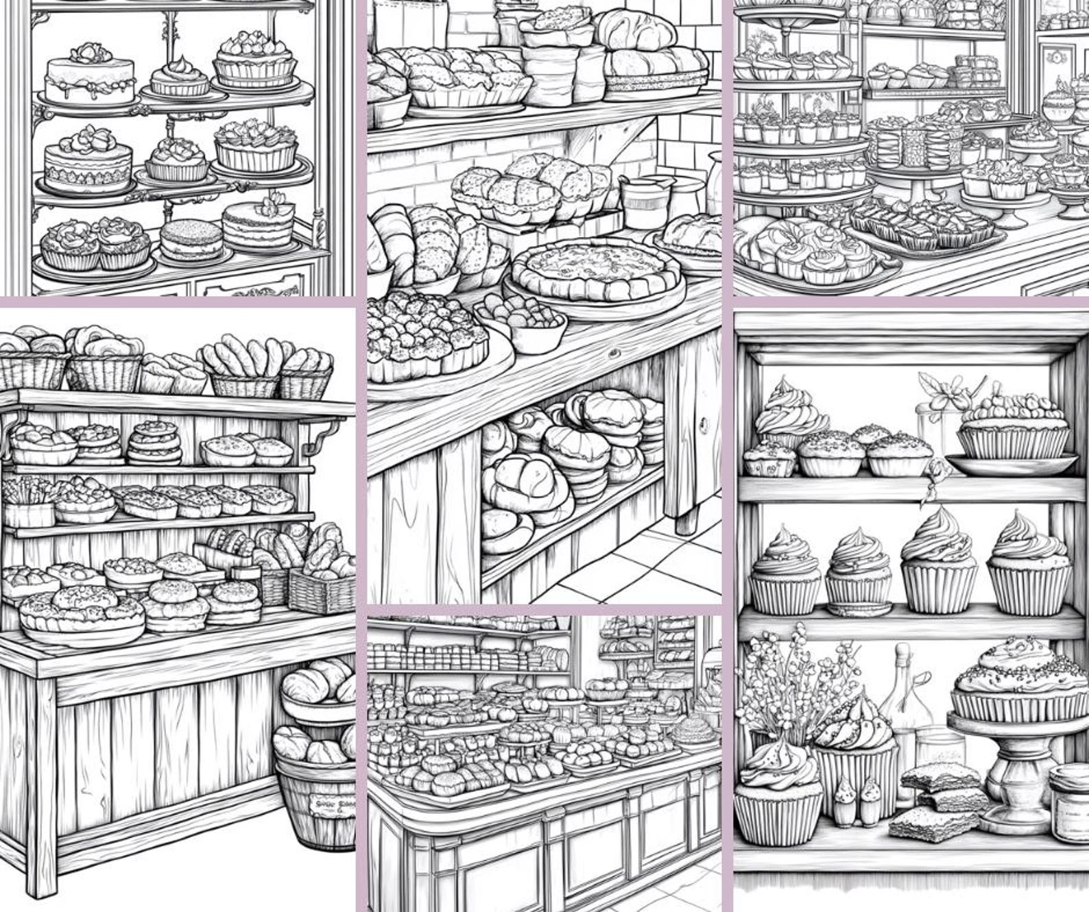 Bakery Coloring, Cake Decorating Coloring Food Coloring Pages Printable ...