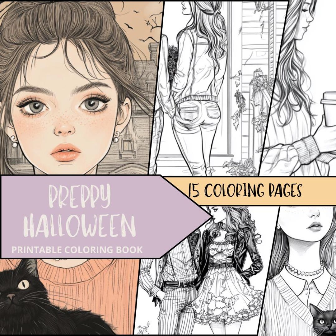 Preppy Coloring, Adult Halloween Coloring, Halloween Coloring Pages ...